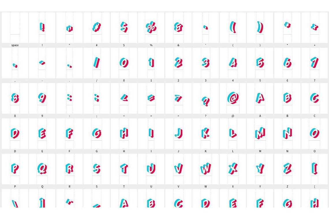 Anaglyph Isometric SVG Color Font for Adobe Photoshop & Adobe | Etsy