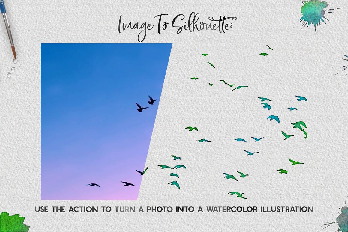 WATERCOLOR TWO-TONE for Adobe Photoshop Actions Layer | Etsy
