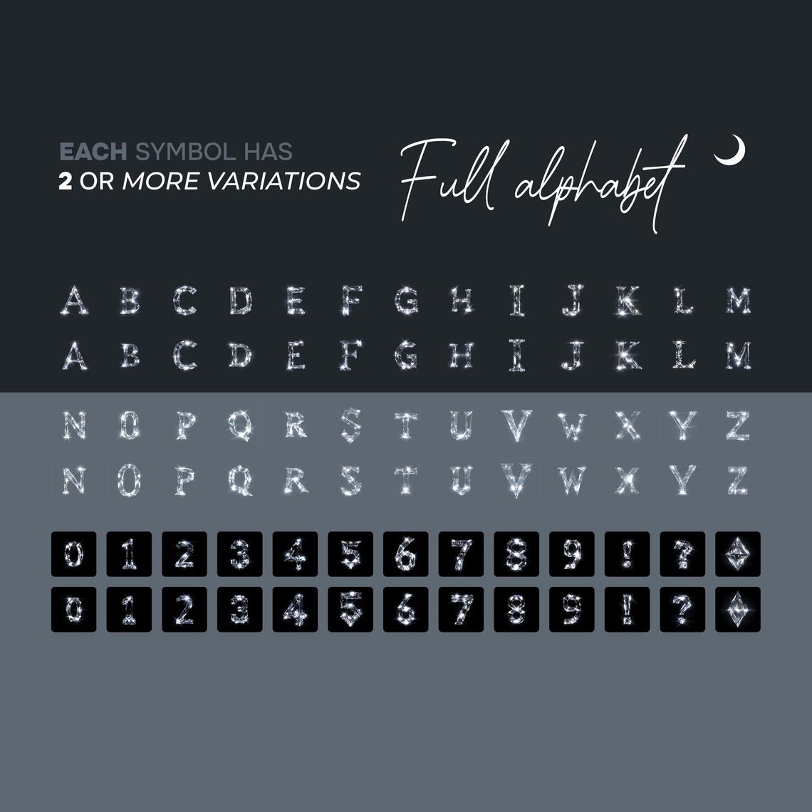 Sparkling Crystals Letters Overlays Collection – Dazzling Alphabet Set ...