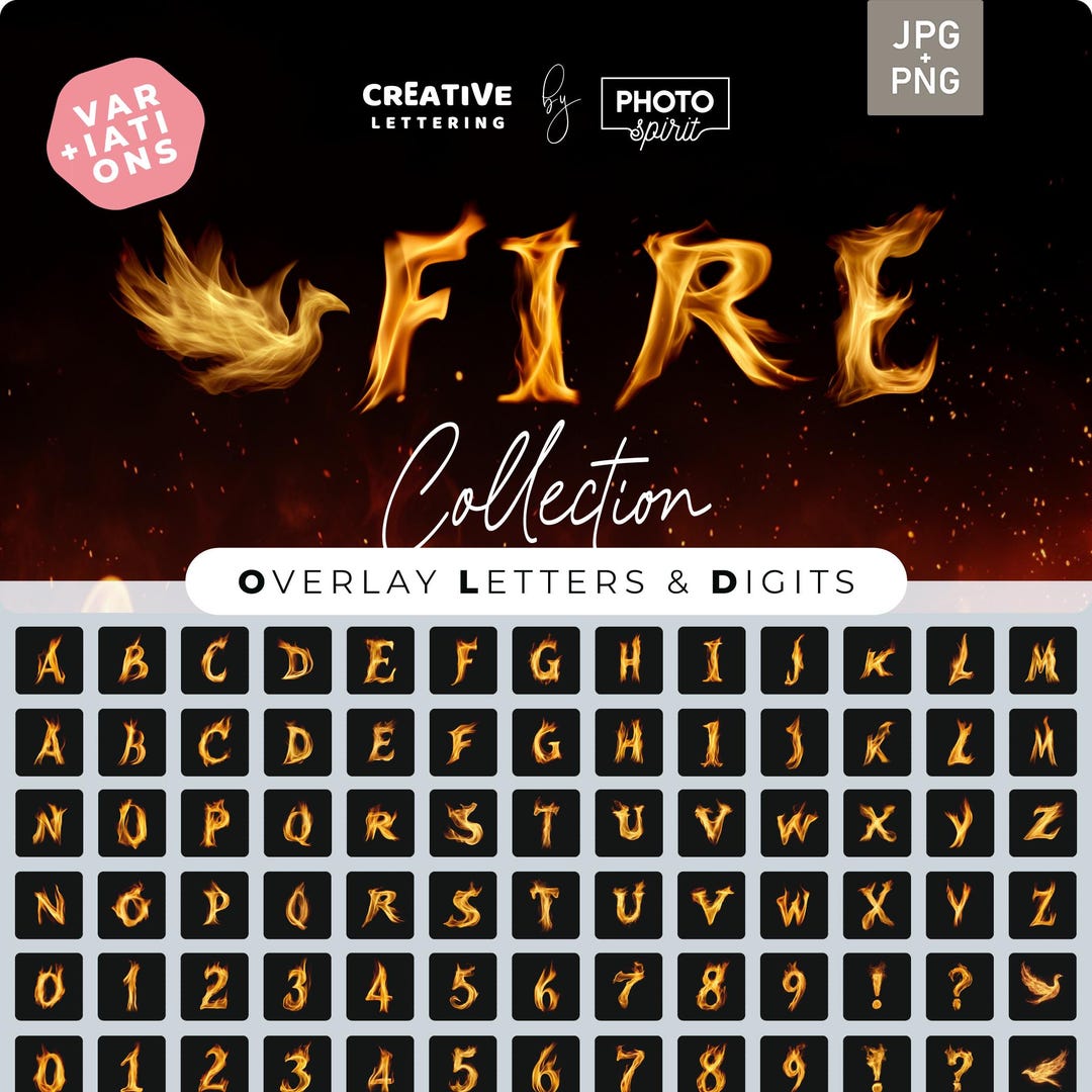 Fiery Alphabet Overlays: Flame Text Effects (PNG & JPEG) - Etsy