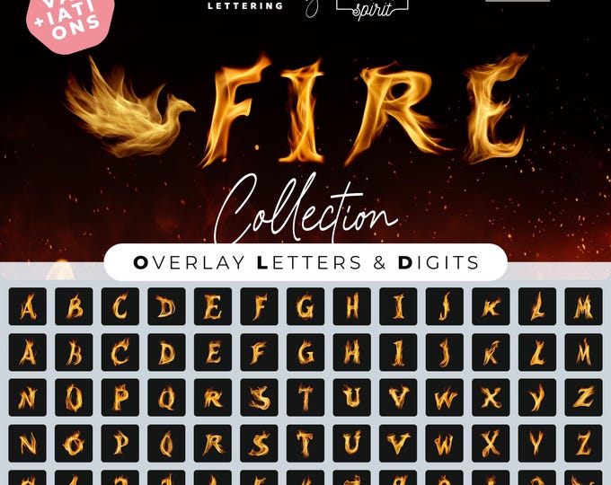 Flame Alphabet Clipart: Fire PNG Letters, Transparent Background ...