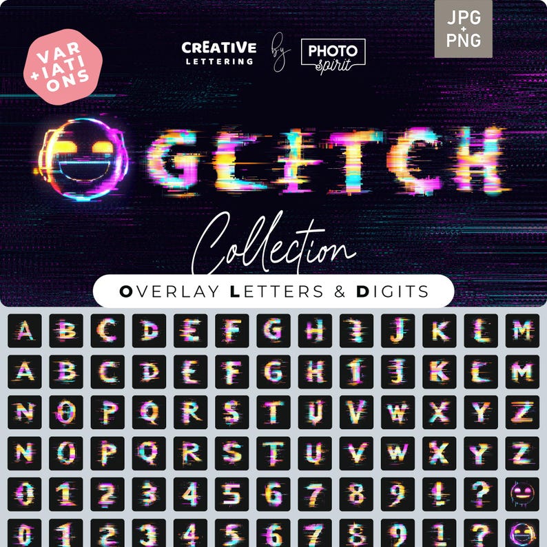 Glitch Pixel Letter Overlays: Futuristic Alphabet PNG, JPEG (digital ...