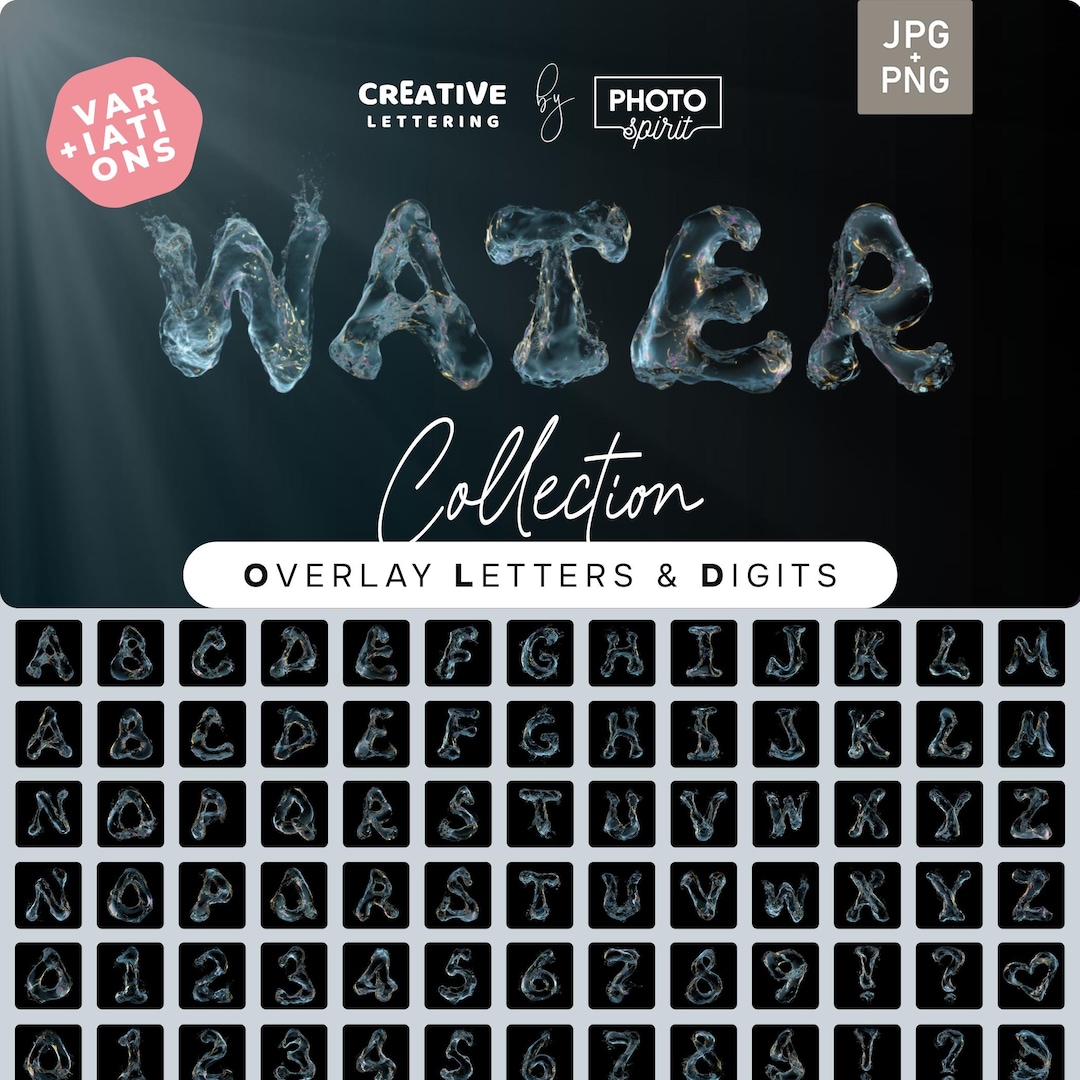 Floating Water Letters Overlays Collection PNG and JPEG – Ethereal ...
