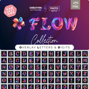 Radiant Flow Letters Overlays PNG and JPEG – Elegant, Fluid Gradient ...