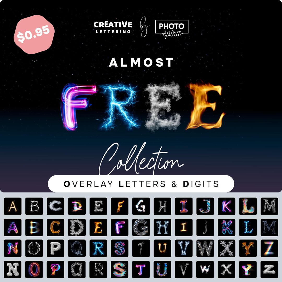 Letters Overlays Sample Pack: 27 Font Alphabets (JPEG Digital Download ...