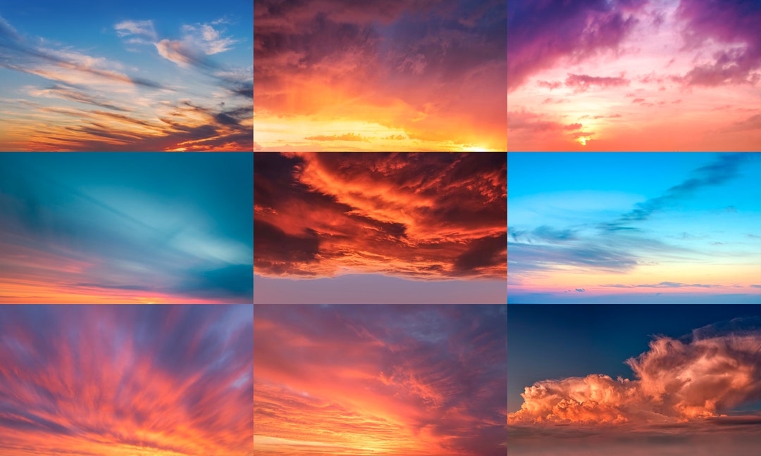 Sunrise-sunset Sky Overlays: Photoshop Sky Replacement Pack - Etsy