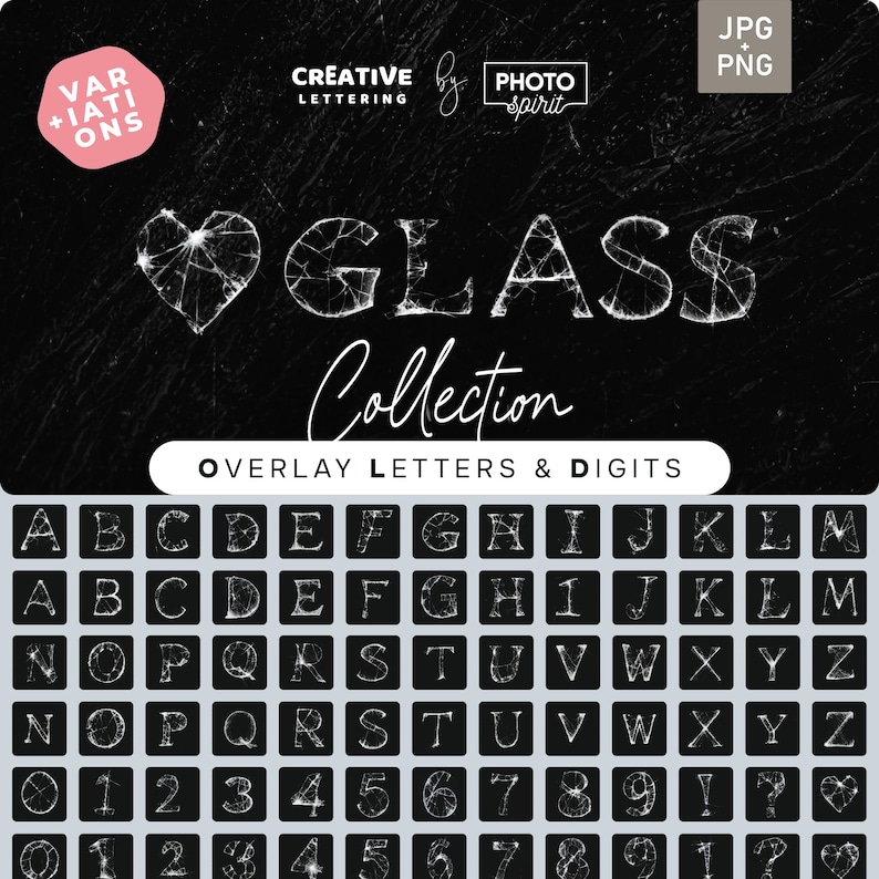 Shattered Glass Texture Letters: PNG, JPEG Overlays - Etsy