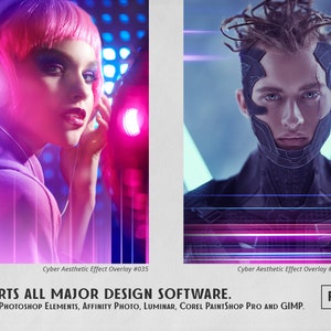 Cyber Aesthetic Overlays With Action for Photoshop - Design Photo in ...