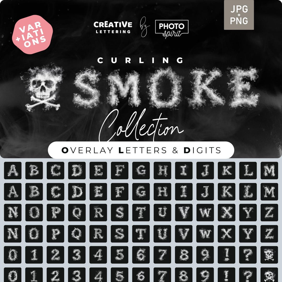 Curling Smoke Font Letters Overlays PNG and JPEG – Mystical Smoke ...