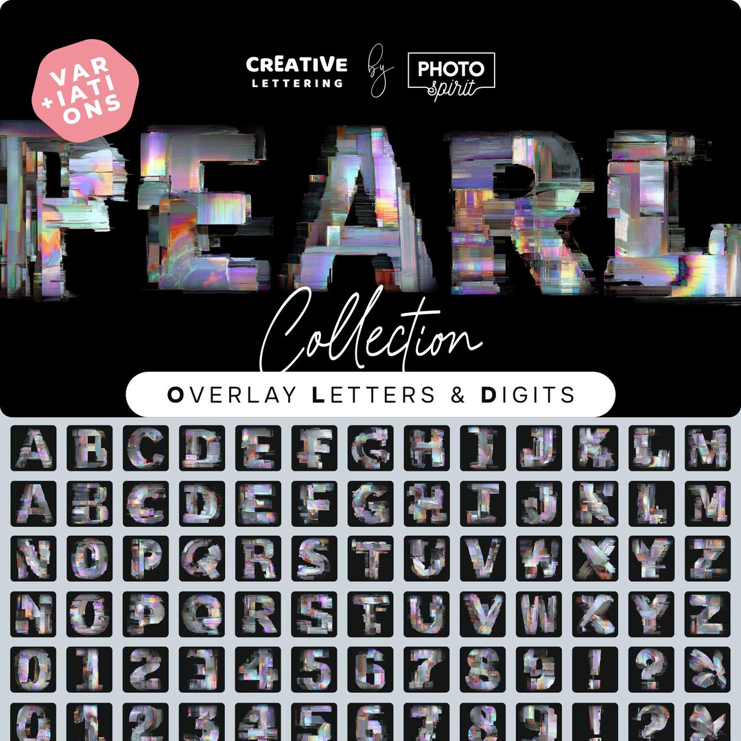 Pearl Art Letters Overlays: High-res Digital Alphabet (digital Download ...