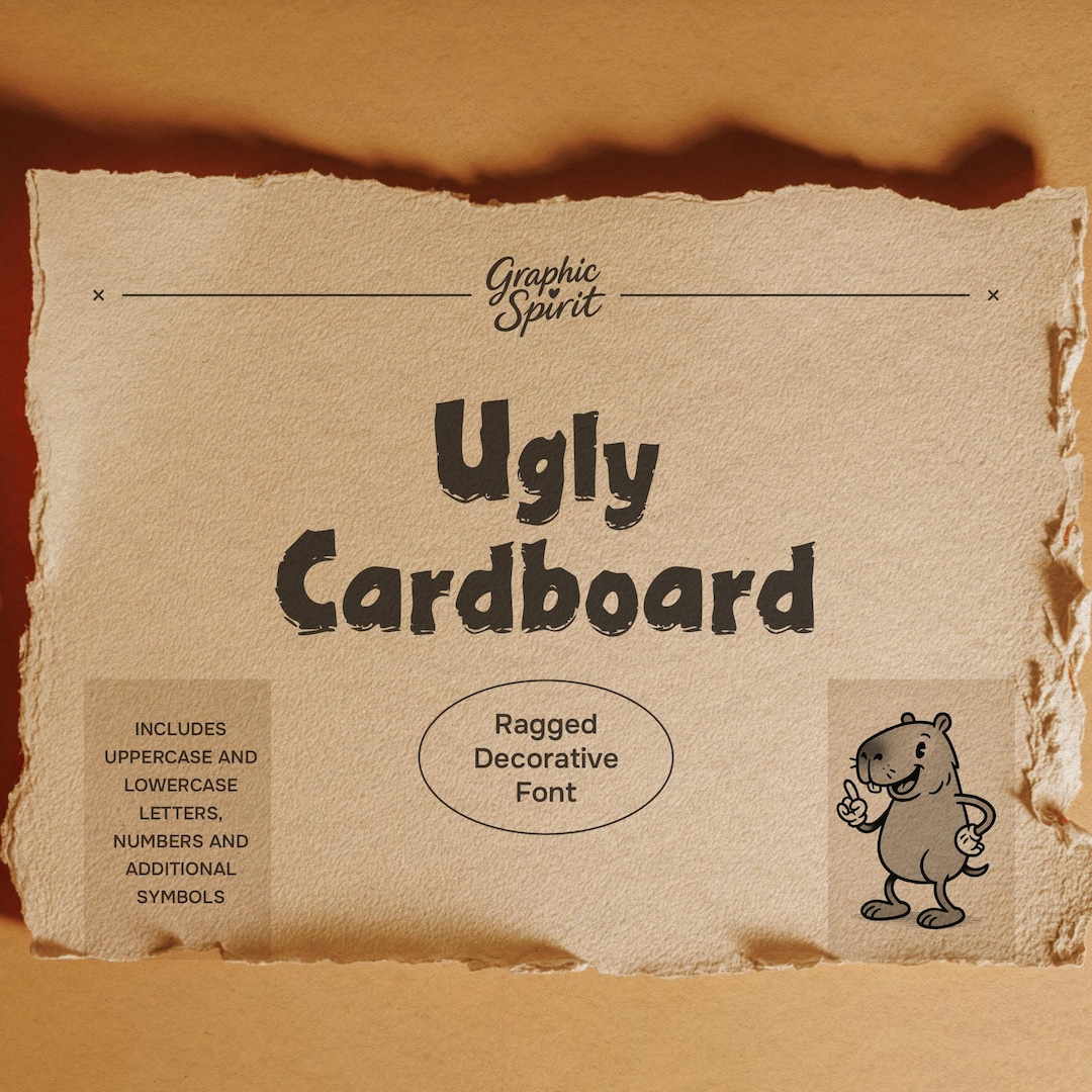 Distressed Cardboard Font: Ugly Ragged Edges, Grunge Typography (OTF ...