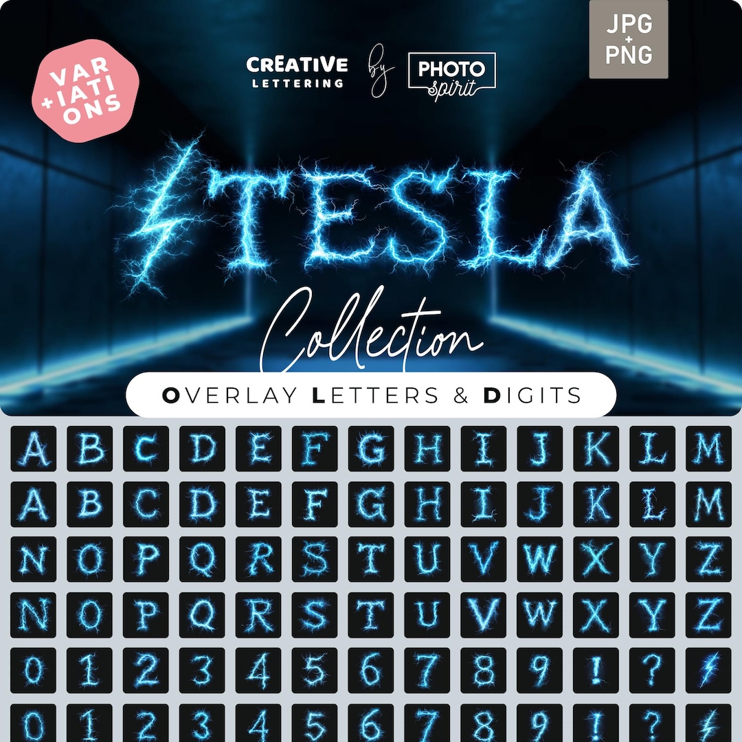 Tesla Coil Lightning Letters Overlays PNG and JPEG – Electrifying ...