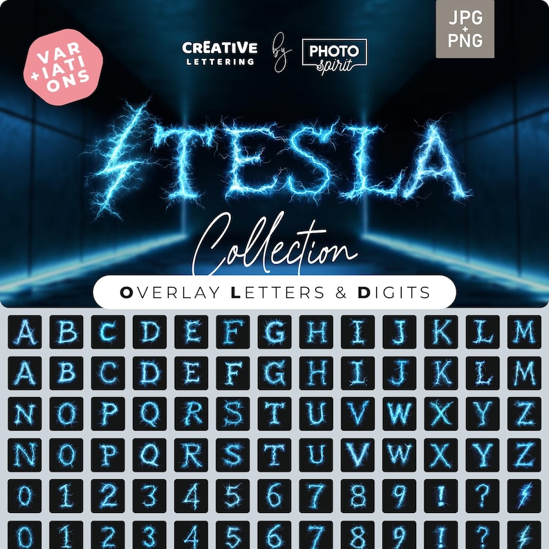 Tesla Coil Lightning Letters – PNG & JPEG Overlays - Etsy