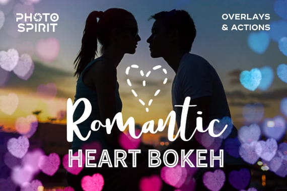 Heart Bokeh Texture Photo Overlays With Photoshop Actions | Etsy