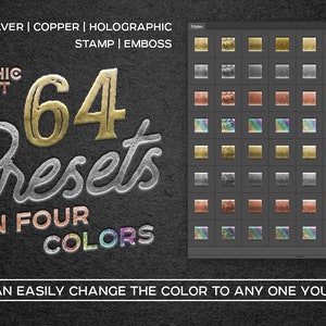Foil Stamp Photoshop Styles: Gold, Silver, Copper + Vintage Letters - Etsy