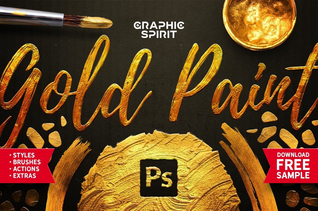 TOOLKIT Gold Paint Effect for Adobe Photoshop - Gold Embossed Effect ...