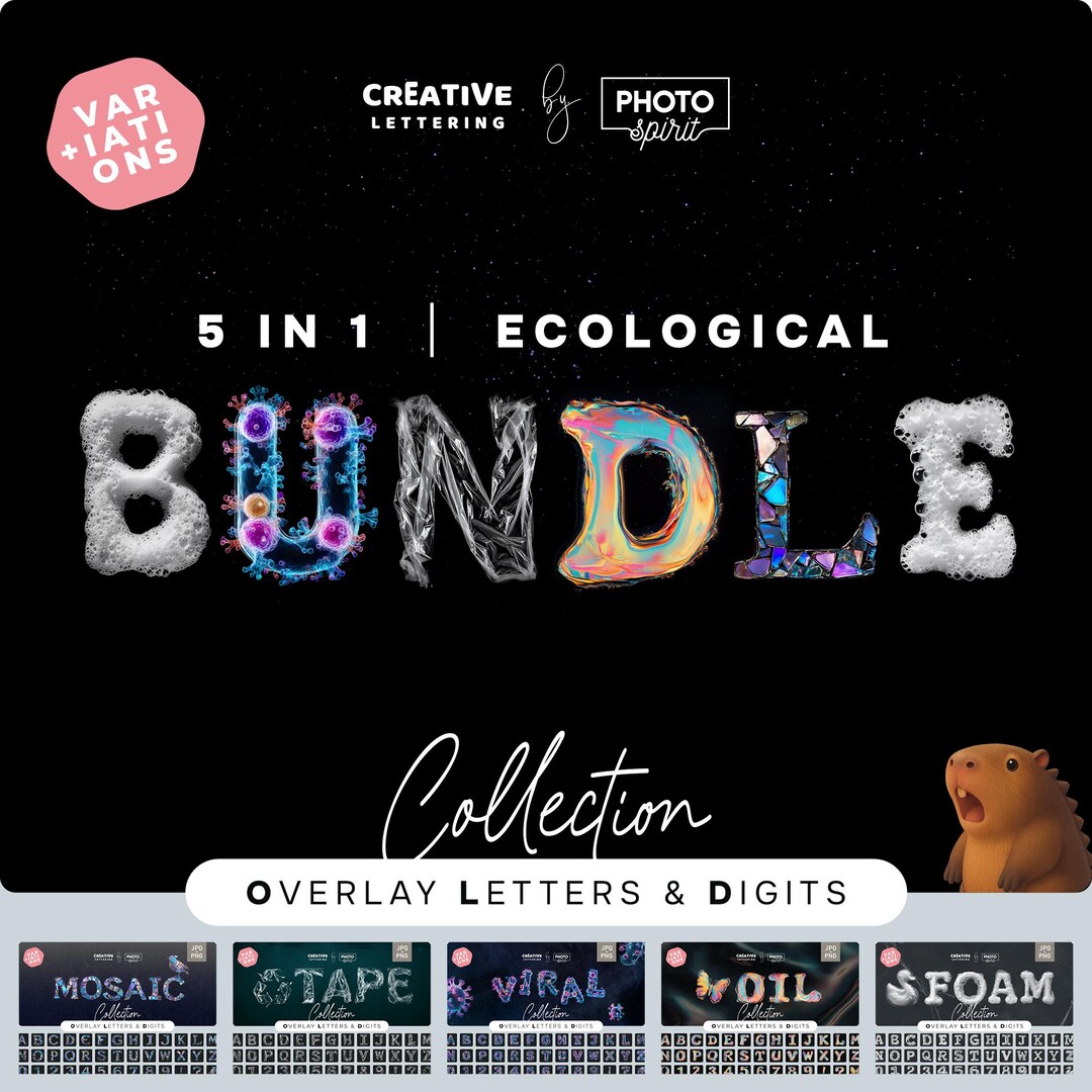 Bundle Letters Overlays Collection of 5 Inspiring Designs for ...