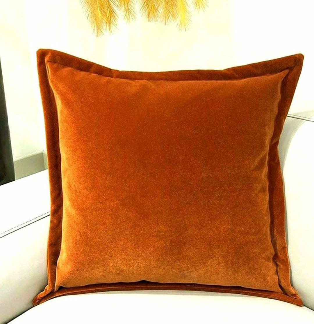 Rust Velvet Pillow Cover, Rust Throw Pillow Cover, Decorative Velvet ...
