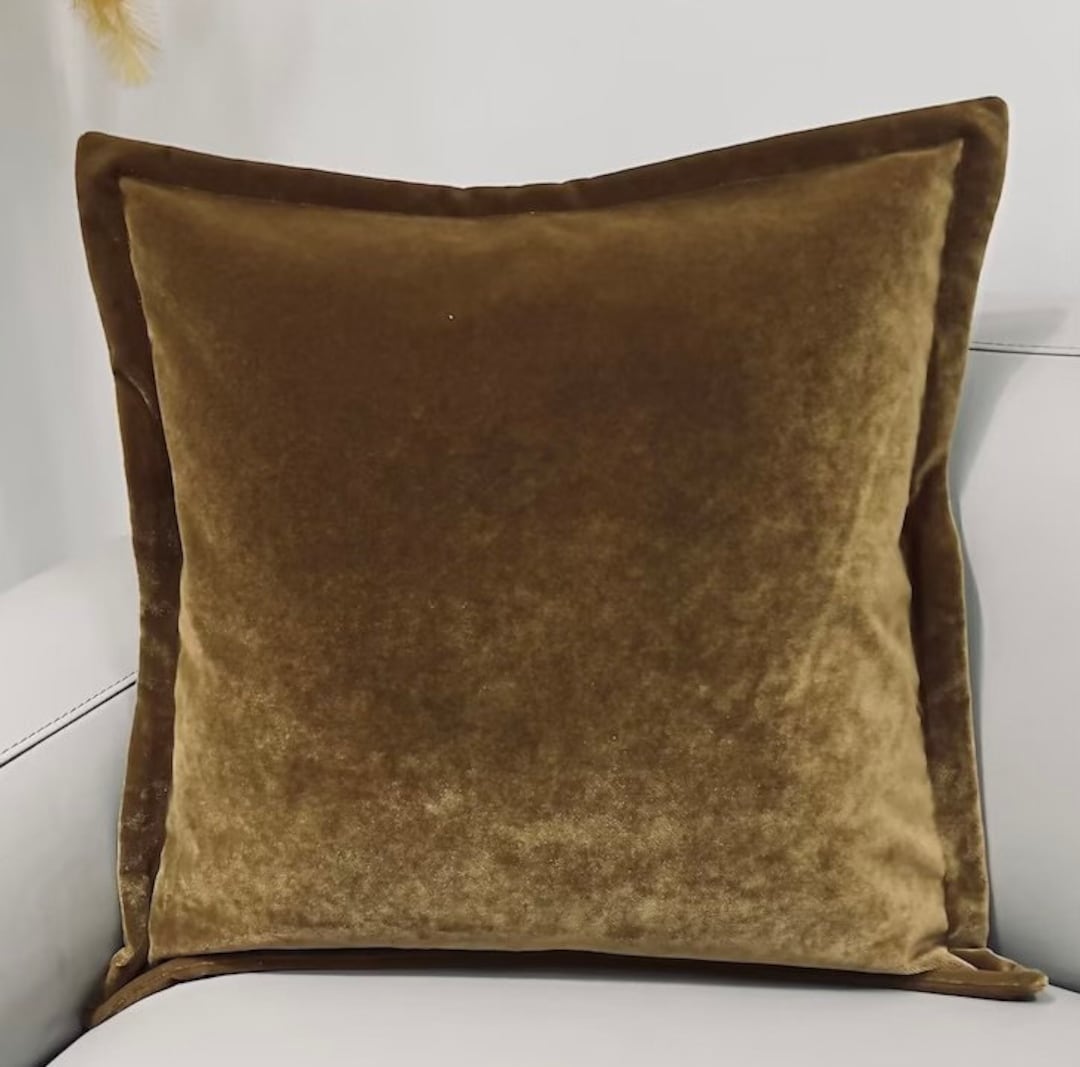 Camel Velvet Pillow Cover, Flange Pillow Case, Euro Sham Cover, Luxury ...
