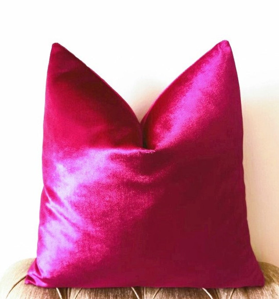 Shiny Fuchsia Velvet Pillow Cover, Pink Pillow Case, Velvet Throw ...