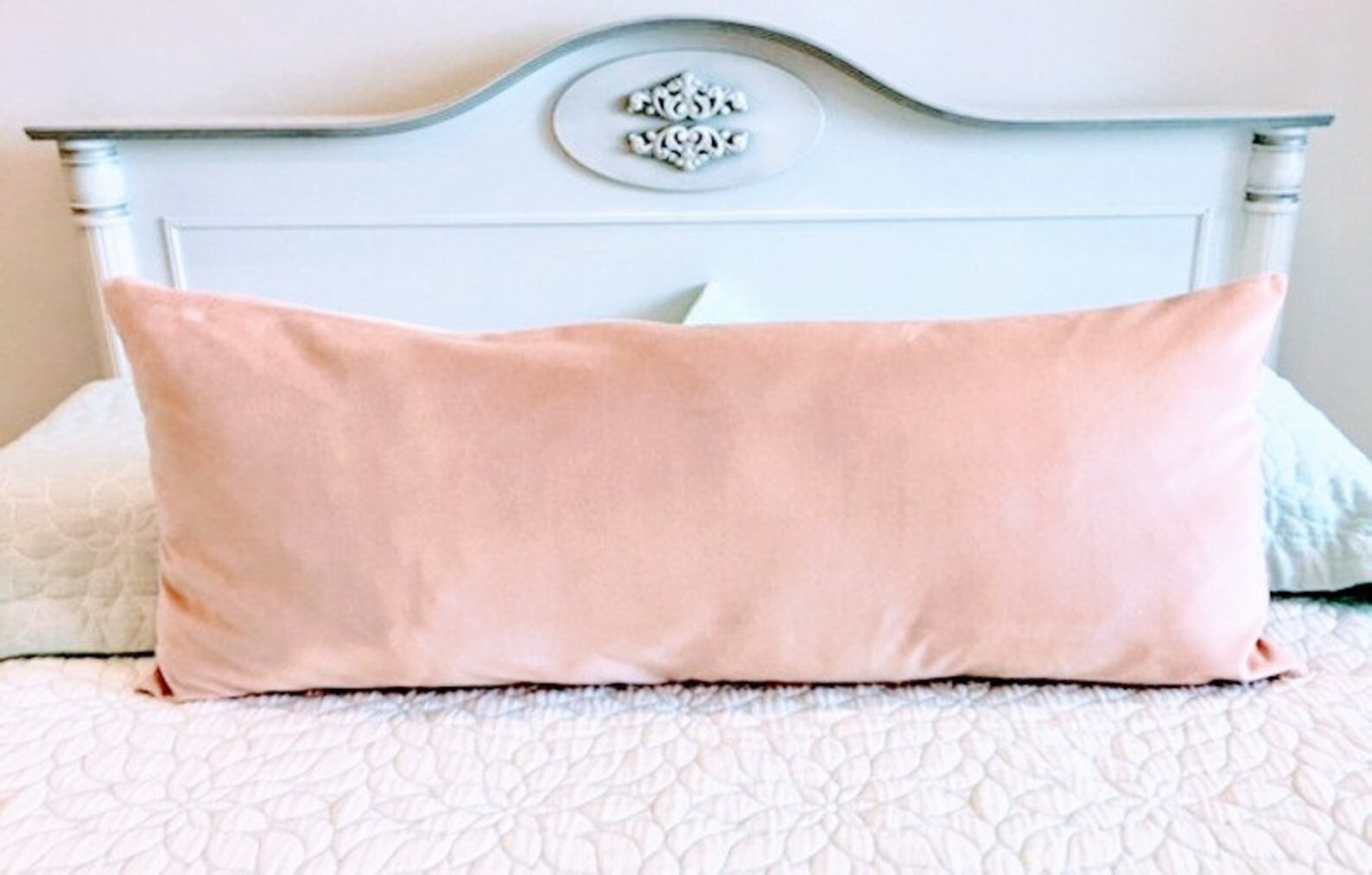 Double-sided Light Pink Velvet Bed Runner, Long Bed Pillow, Bed Cover ...