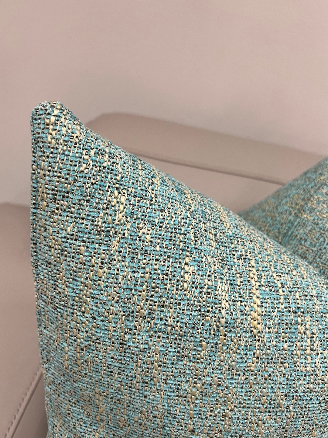 Textured Boho Turquoise Linen Pillow Cover Decorative Throw Pillow Case ...
