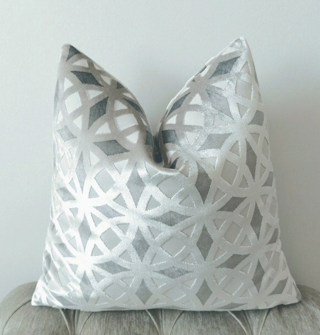 Luxury Silver Pillow Cover, Silver Gray Pillows, Gray Throw Pillow ...