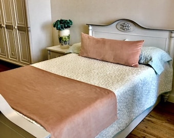Luxury Dusty Pink Velvet Bed Runner Express Delivery, Bed Scarf, Twin ...