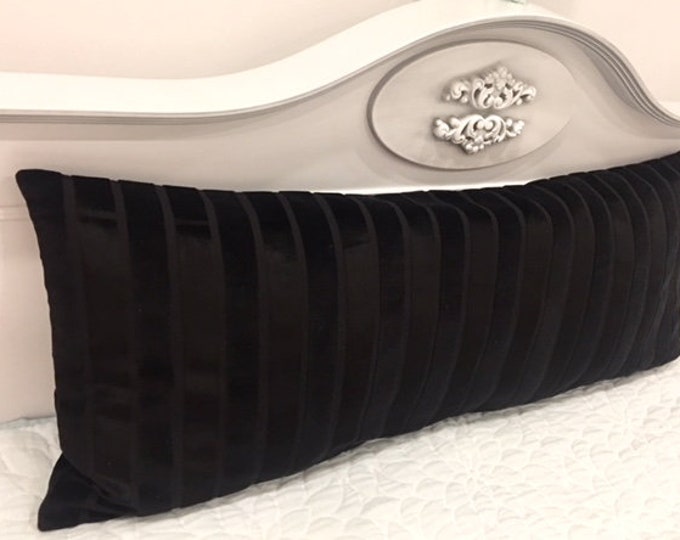 Luxury Black Velvet Lumbar Pillow Cover Black Pillow Long | Etsy
