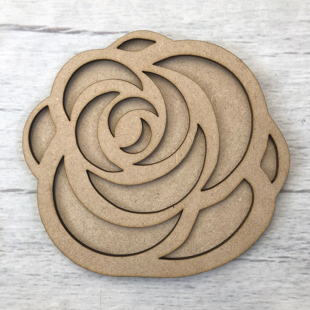 Rose- Two Part Shape MDF Wood Base Wooden Blank Craft - Etsy
