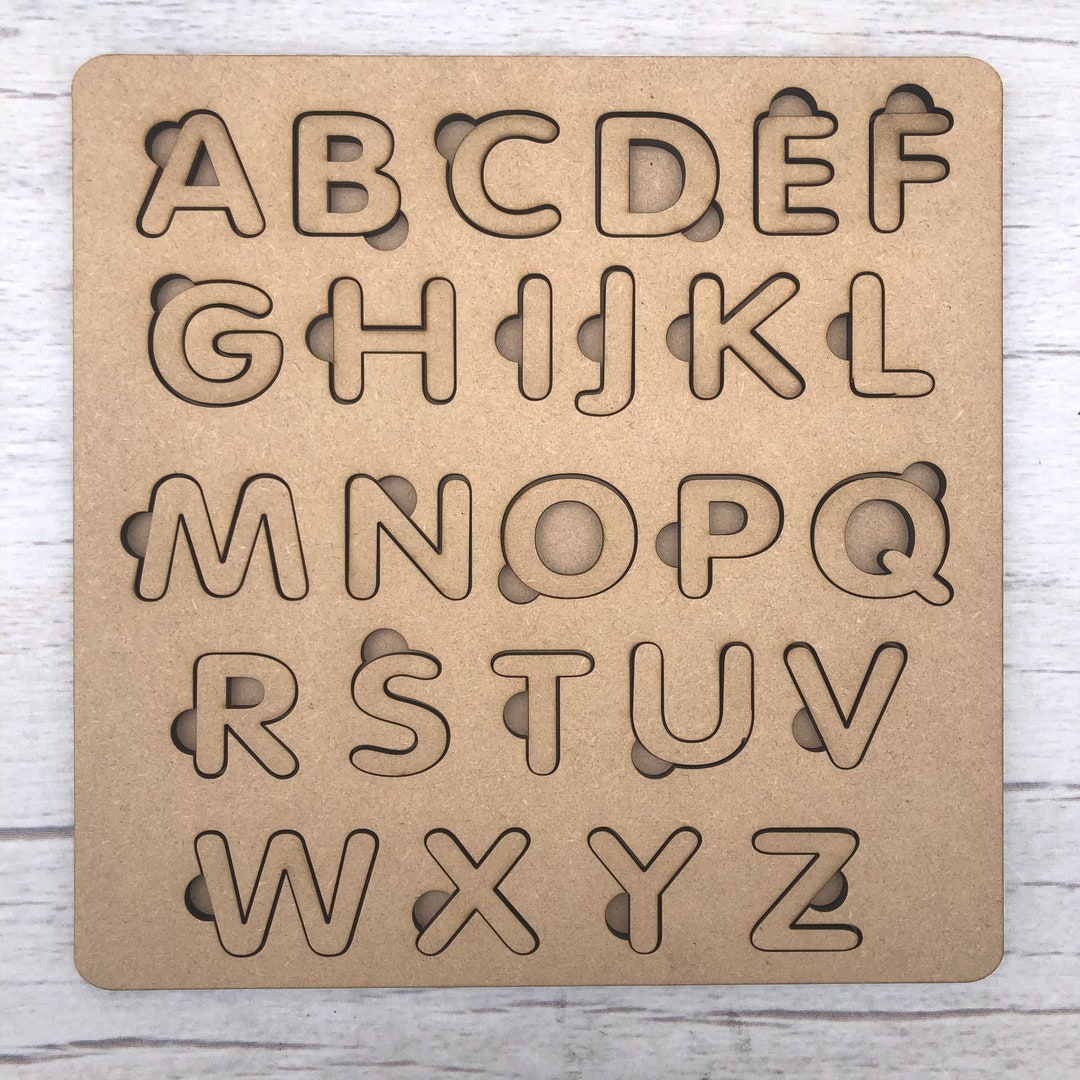 Alphabet Jigsaw uppercase MDF Wood Base Wooden Blank Craft - Etsy