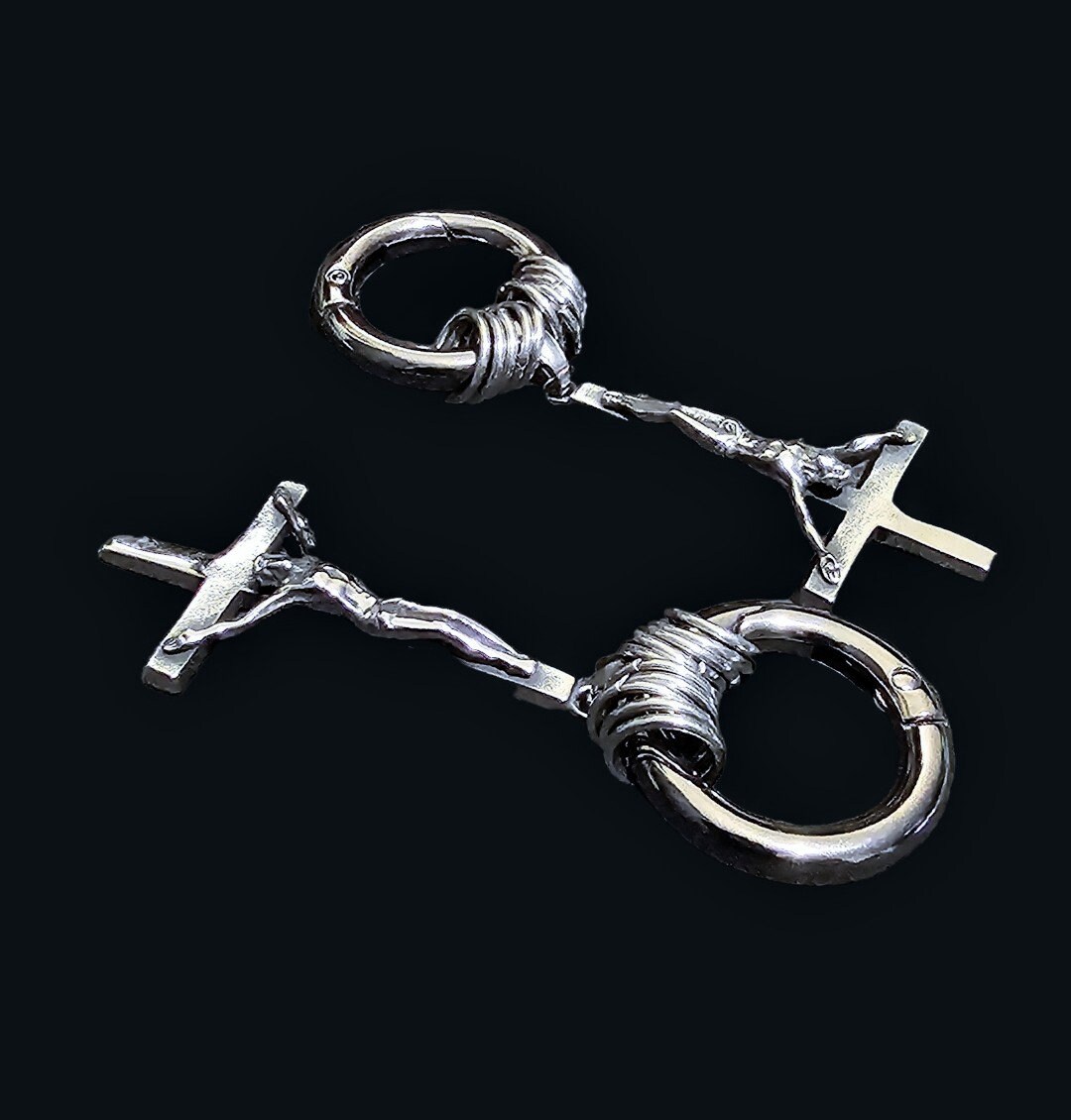 Crucifix Ear Hangers- Inverted Cross Ear Weights, Earrings for Plugs ...