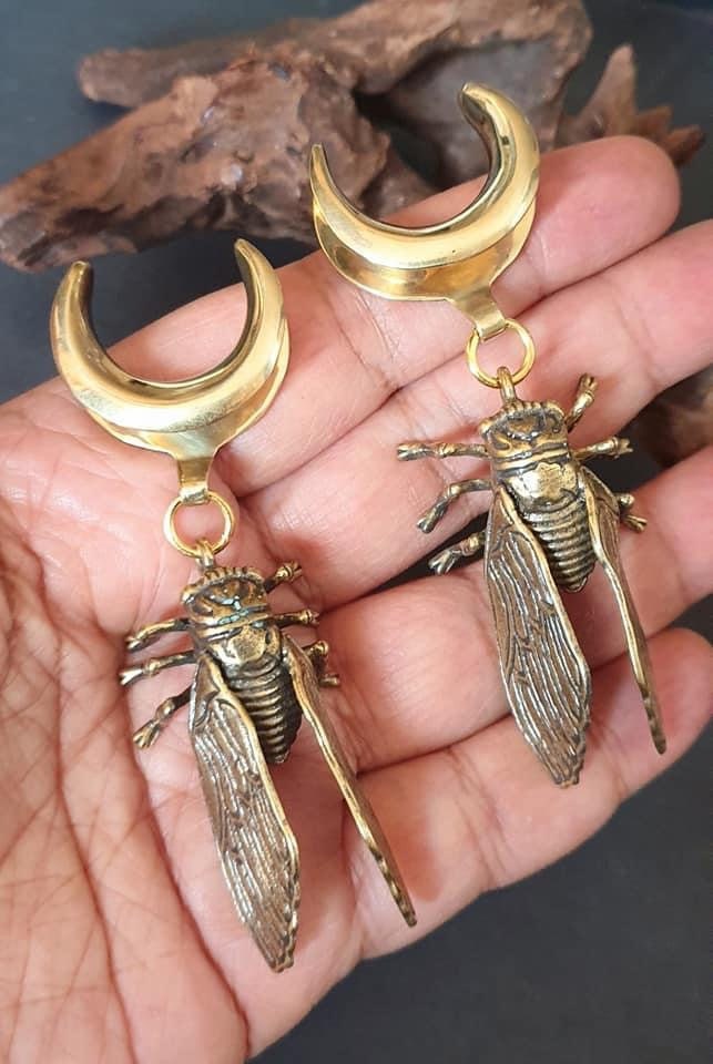 Cicada Ear Weights ,saddle Ear Weight, Brass Ear Weights-1 Pair - Etsy UK
