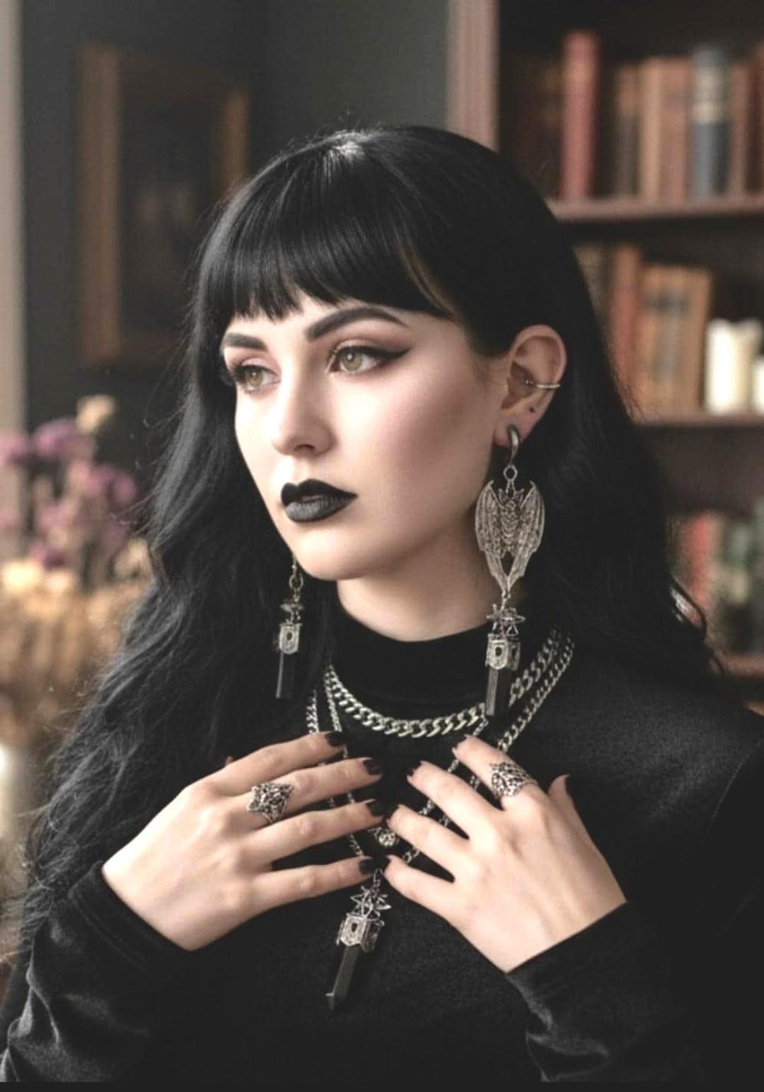 Goth Ear Weights- Ear Hanger- Bat Ear Weight-stretched Lobes Earring ...