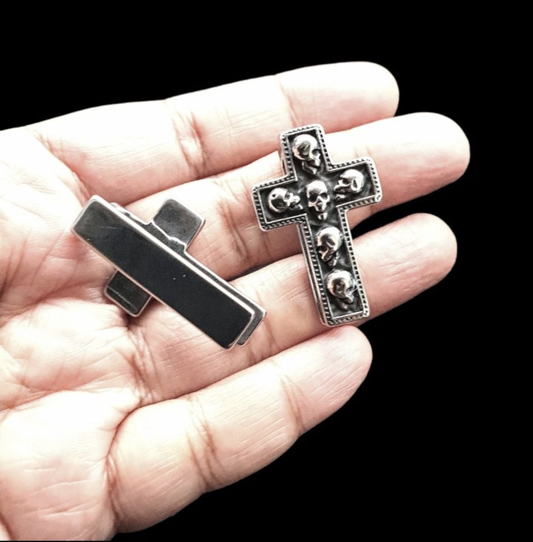 Cross Ear Weight, Skull and Cross Ear Weight, Goth Ear Weights, Skull ...