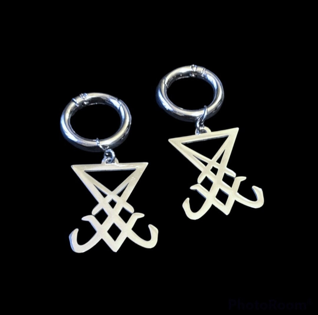 Lucifer Ear Weights- Goth Ear Hangers, Earrings for Plugs- Hinged ...