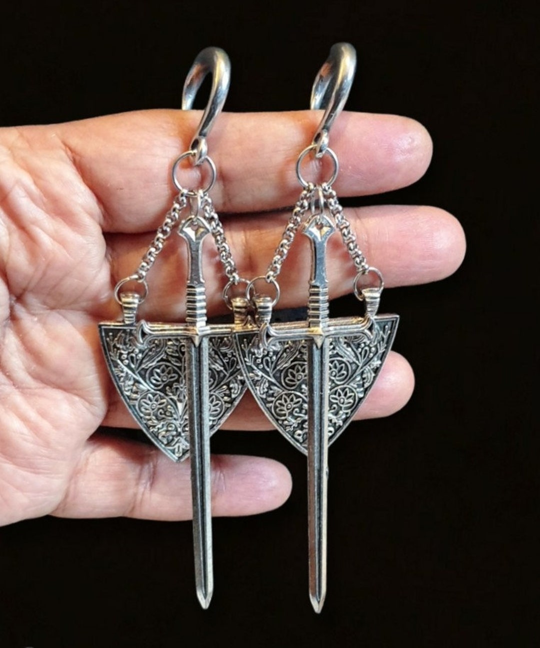 Viking Weights-ear Hanger- Silver Pewter Ear Weight-stretched Loob ...