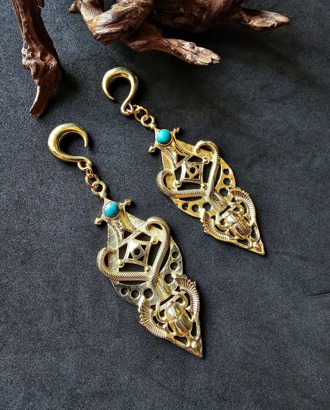 Scarab Beetle Ear Weight Ear Weight Turquoise Ear Hanger - Etsy