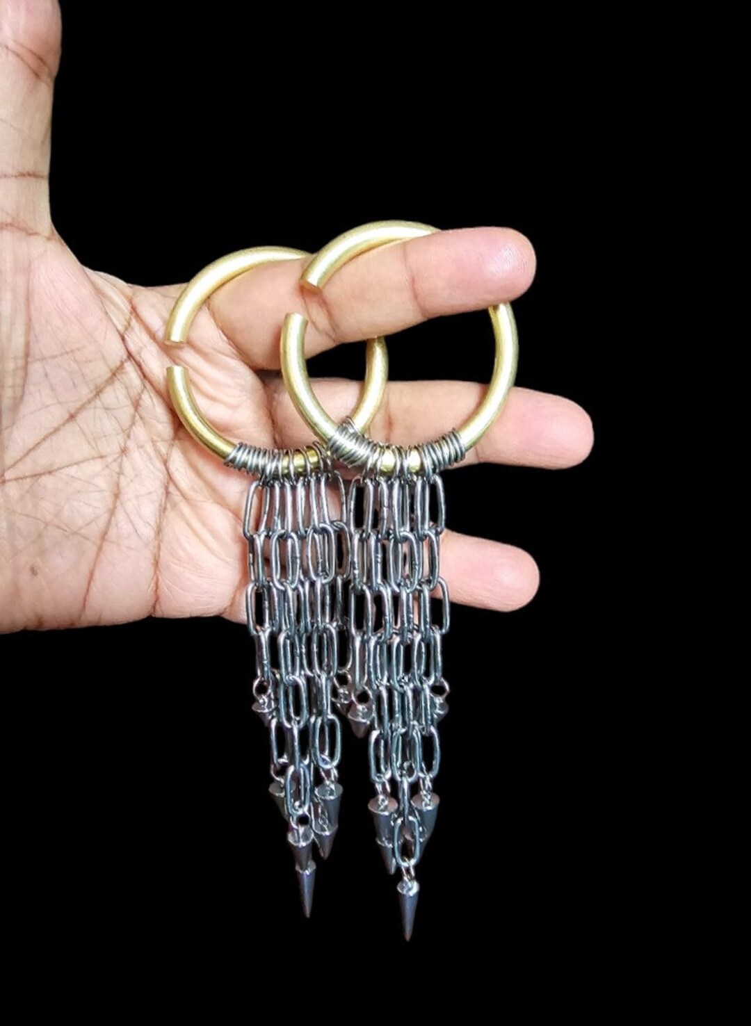 Goth Ear Weight, Ear Weights, Chain Ear Weights,guage Earring-1 Pair - Etsy