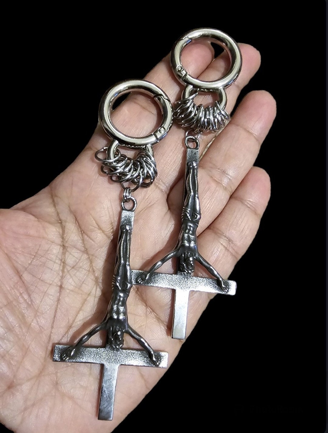 Crucifix Ear Hangers Inverted Cross Ear Weights, Earrings for Plugs ...