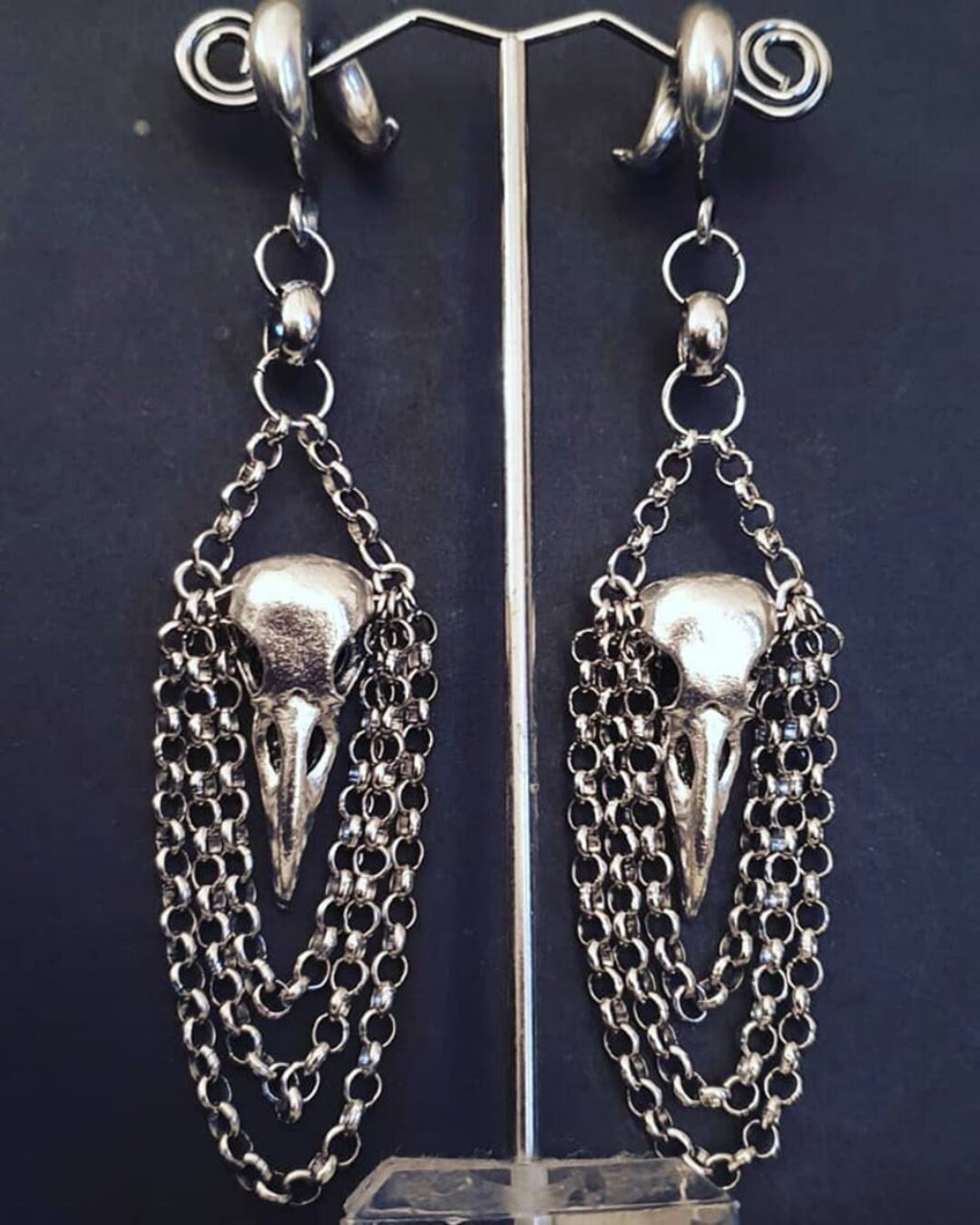 Gothic Ear Weight,,ear Weights,bird Skull Ear Weights,quartz Ear ...