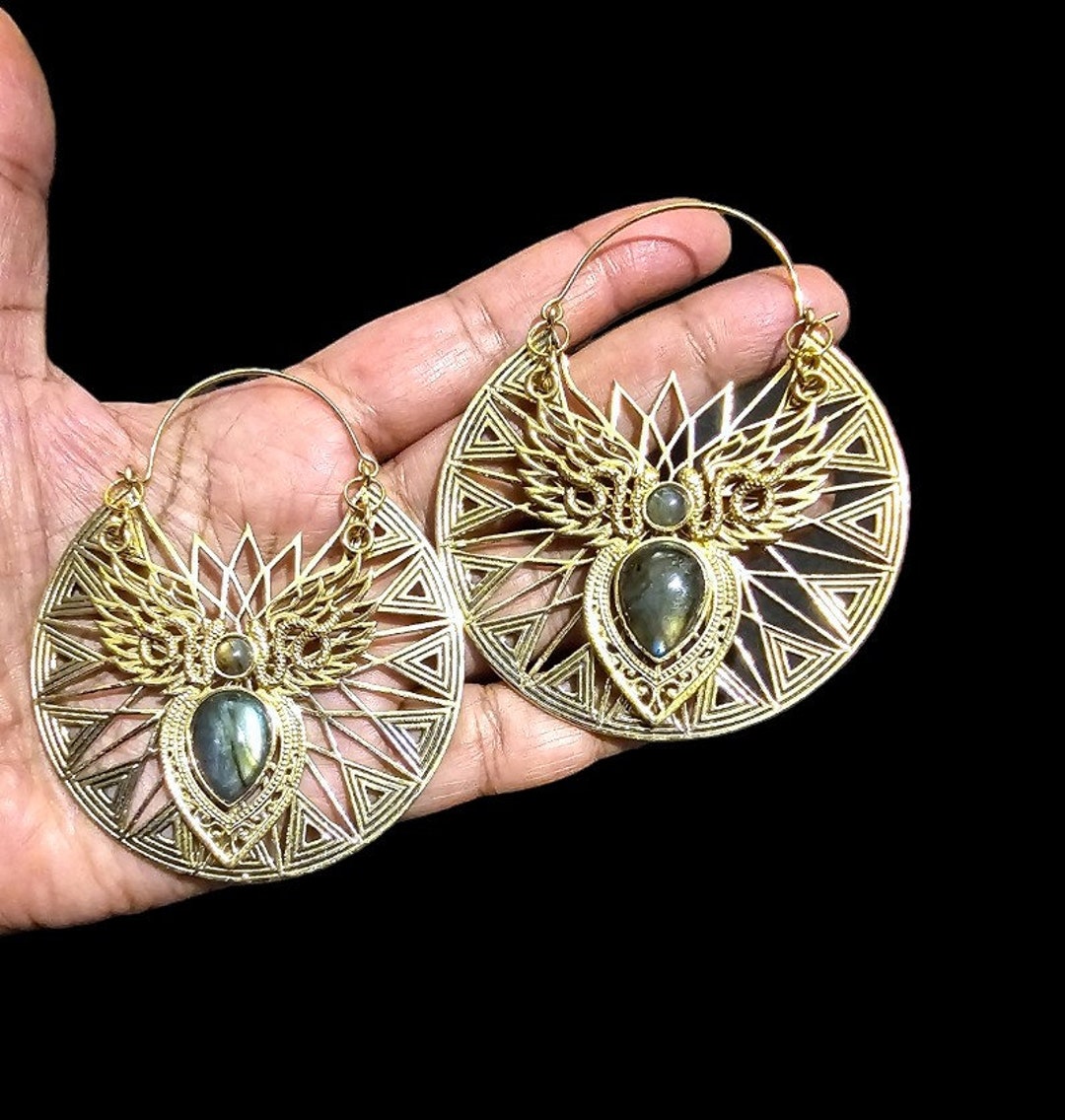 Sun Ear Weights, Labradorite Ear Weights, Mandala Ear Weights - Etsy