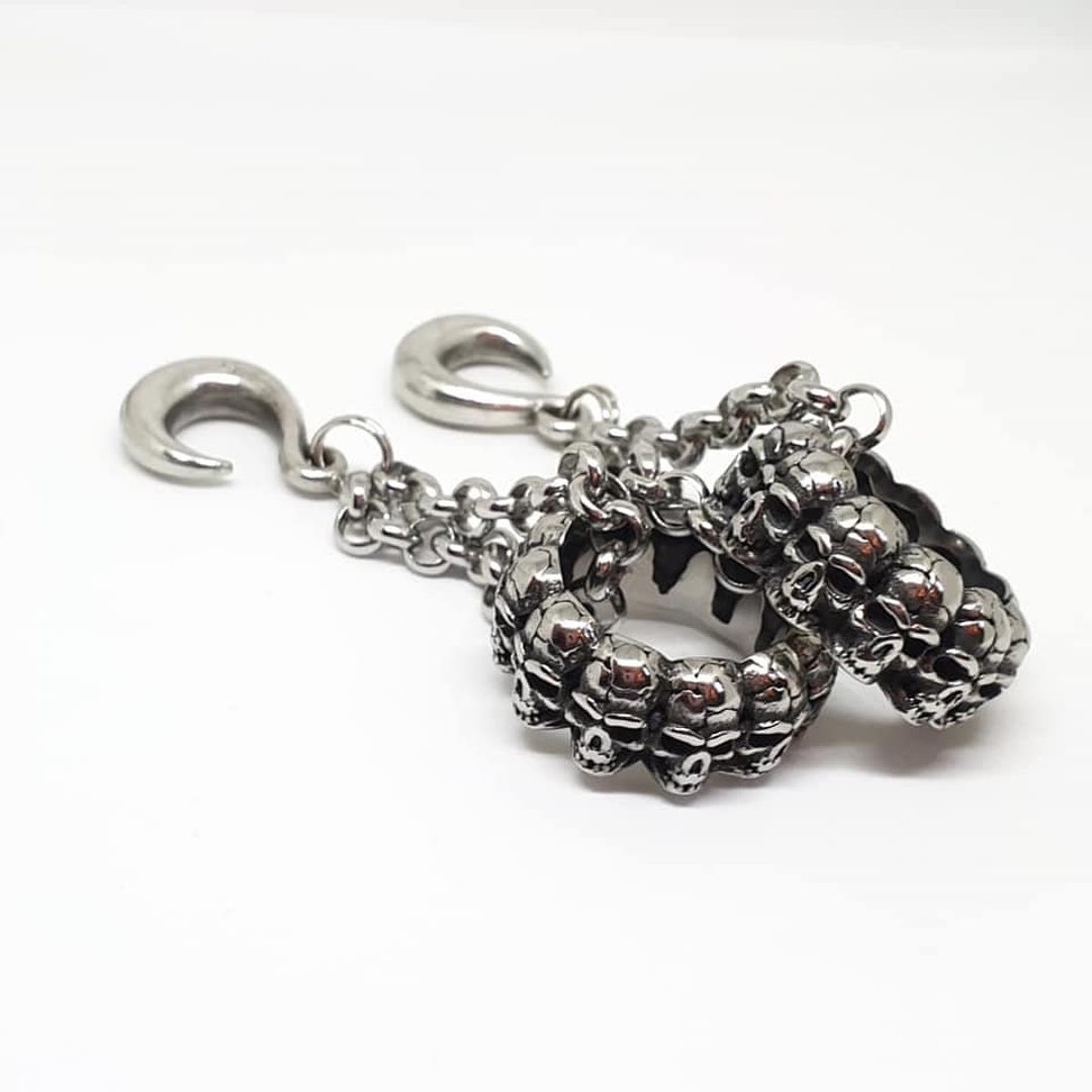 Skull Ear Hangers,skull Ear Weights,goth Ear Weights,goat Head Guage ...