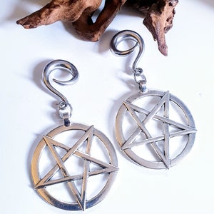 Pentacle Ear Hangers, Goth Ear Weights Ear Weights,guage Earring - Etsy