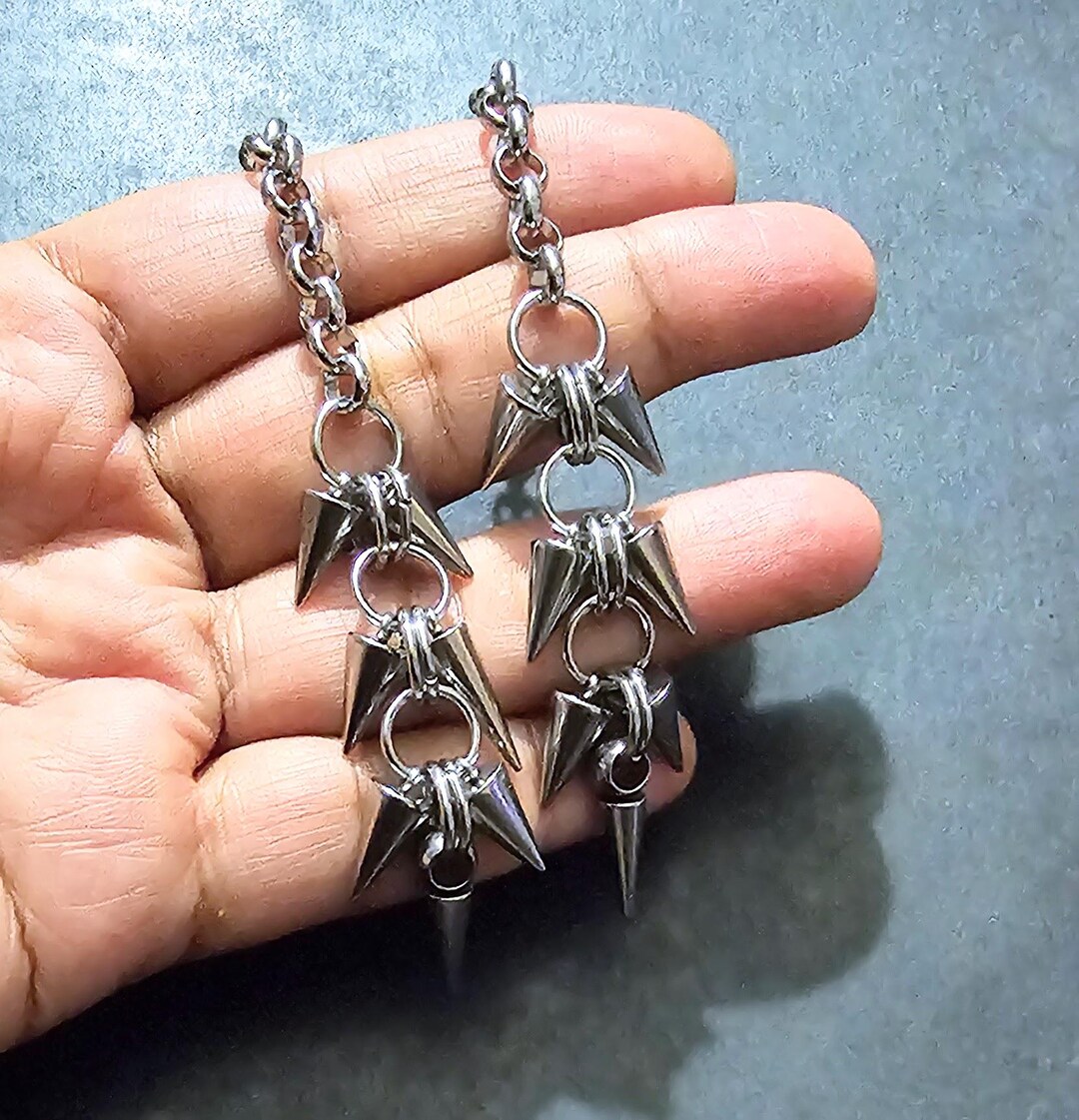 Spike Ear Hangers, Goth Ear Hangers, Earrings for Plugs- Punk Ear ...