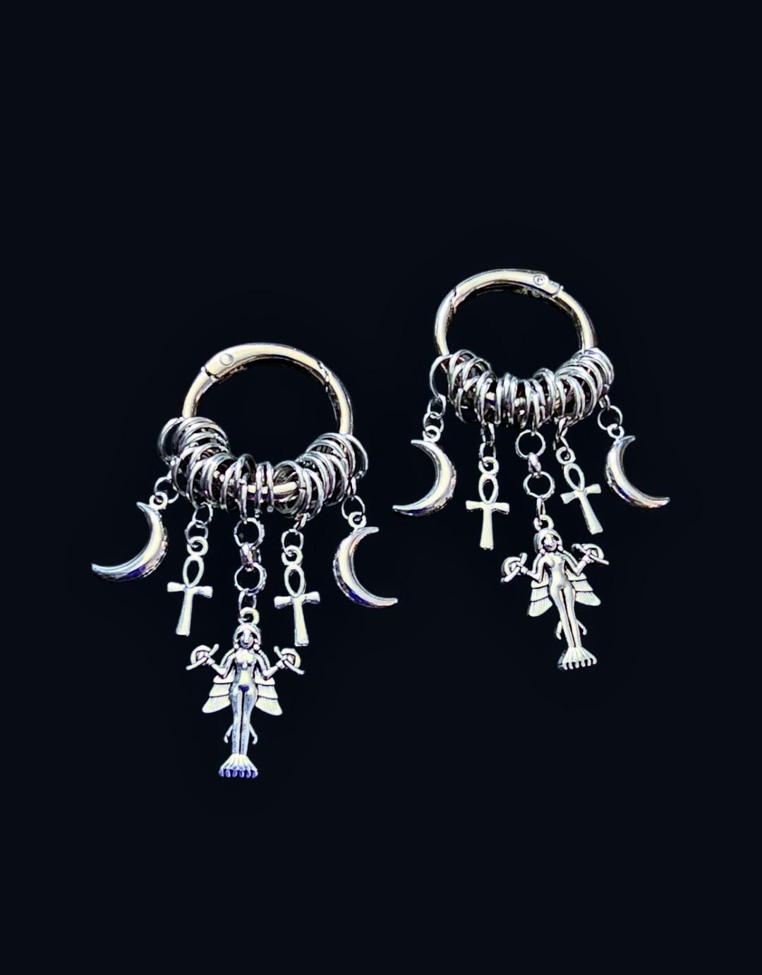 Lilith Ear Hangers- Goth Ear Weights, Earrings for Plugs- Hinged ...