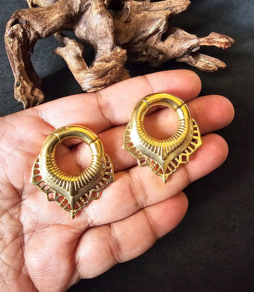 Tribal Ear Weight, Hoop Ear Weights, Ear Weights,guage Earring-1 Pair ...