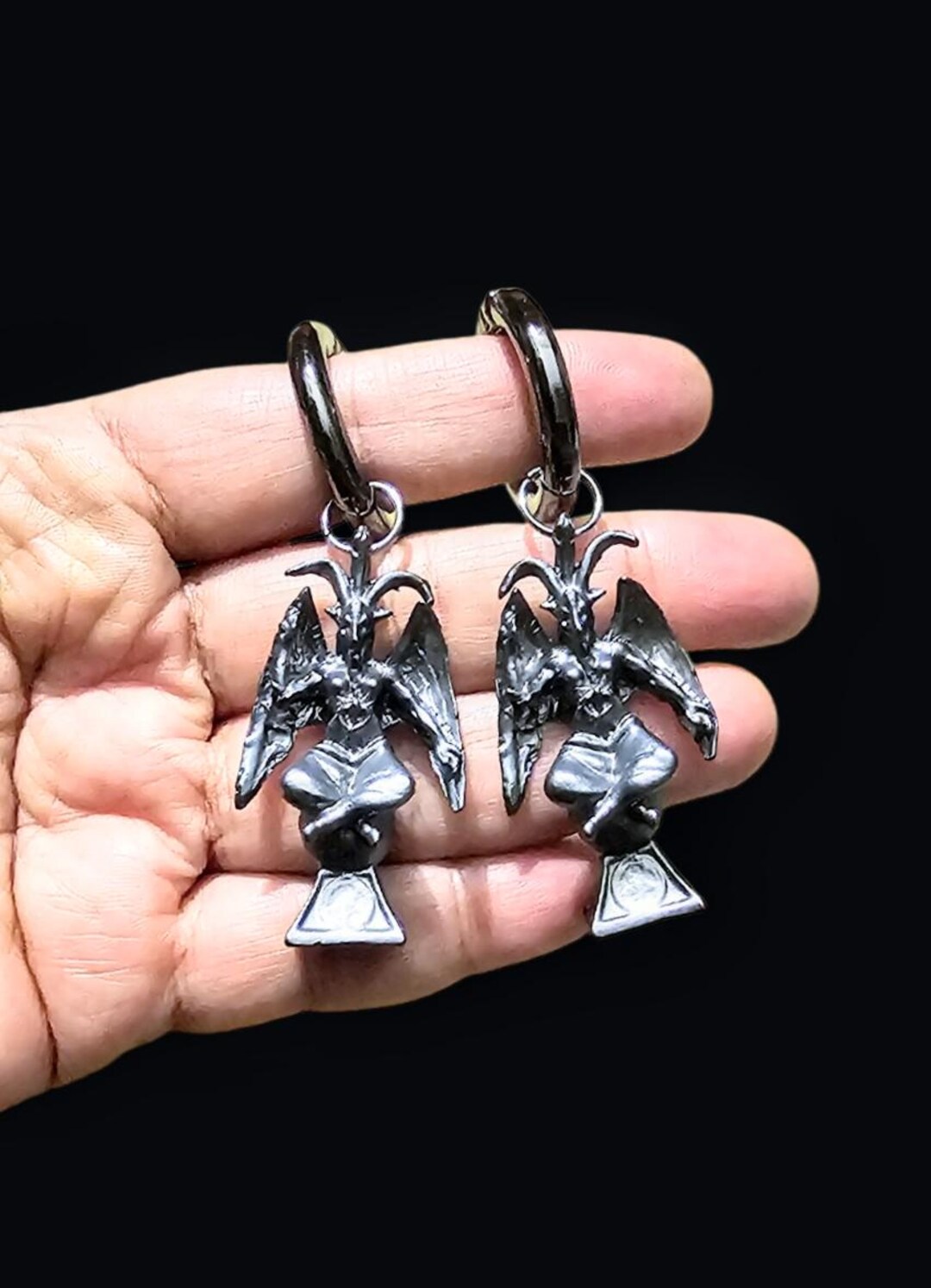 Bhapomet Ear Weights, Goth Ear Weight/ Ear Weight/satan Ear Hanger - Etsy