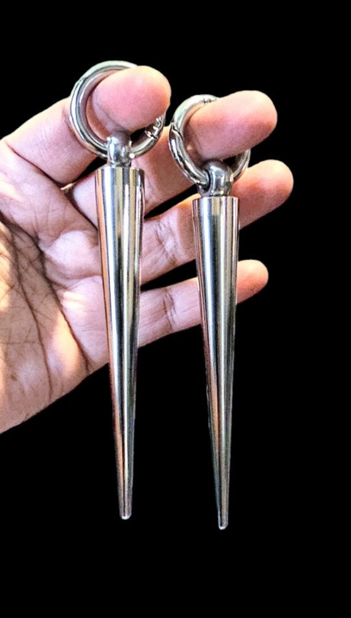 Spike Ear Weights- Goth Ear Hangers, Earrings for Plugs- Hinged Earring ...