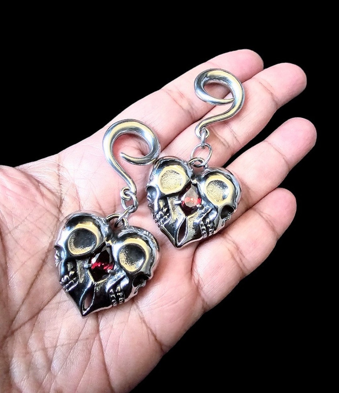 Skull Ear Weights-heart Skull Ear Weights-skull Ear Hangers-stretch ...